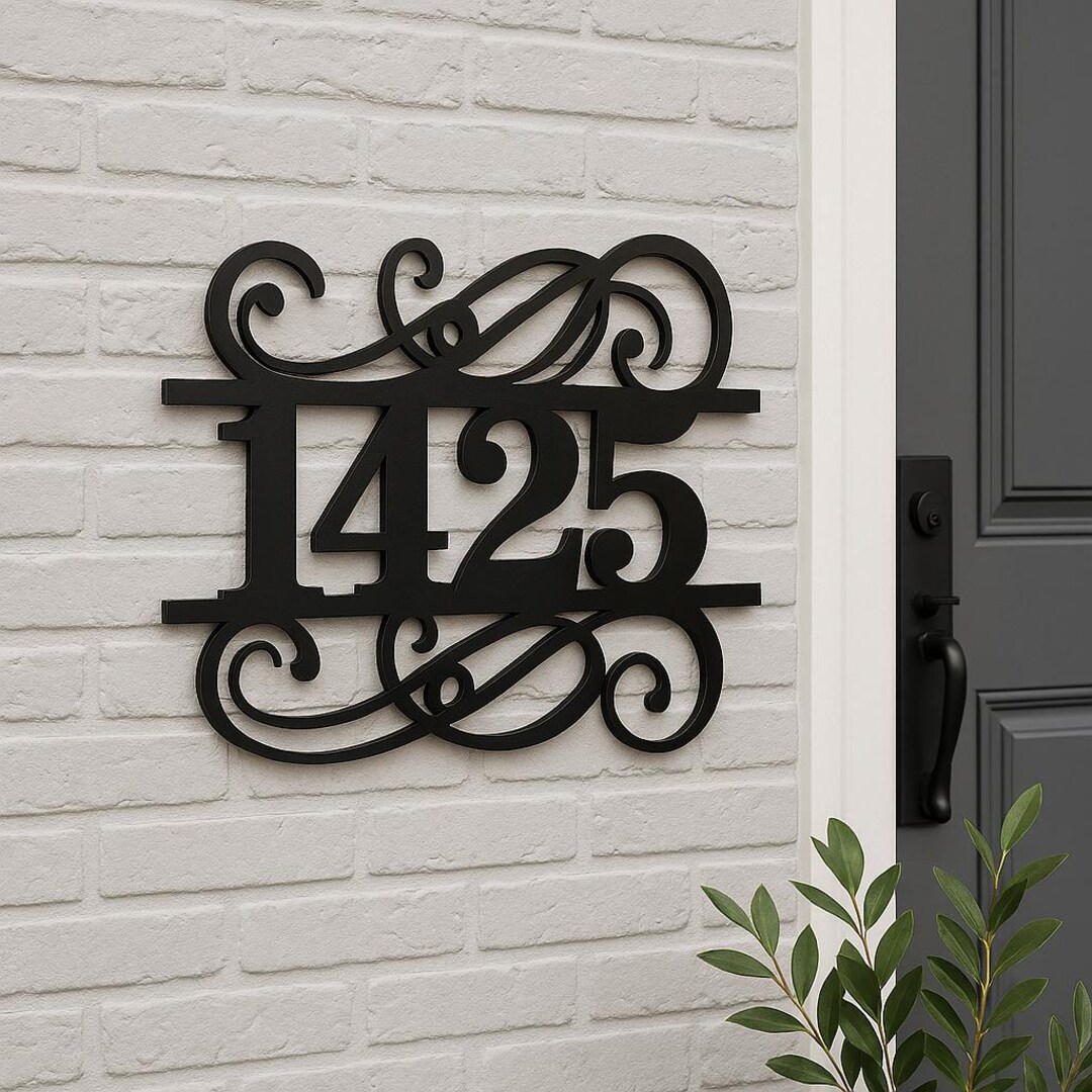 Personalized Metal Address Sign, Modern House Number Sign, Custom House ...