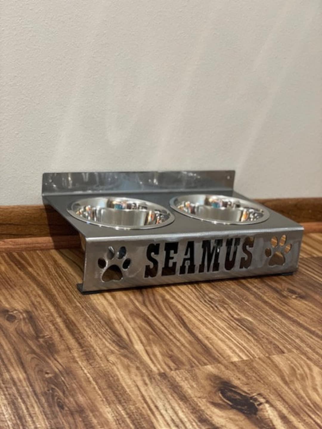 PERSONALIZED Dog Cat Bowl Custom Wall Mounted Pet Metal Bowls Food ...