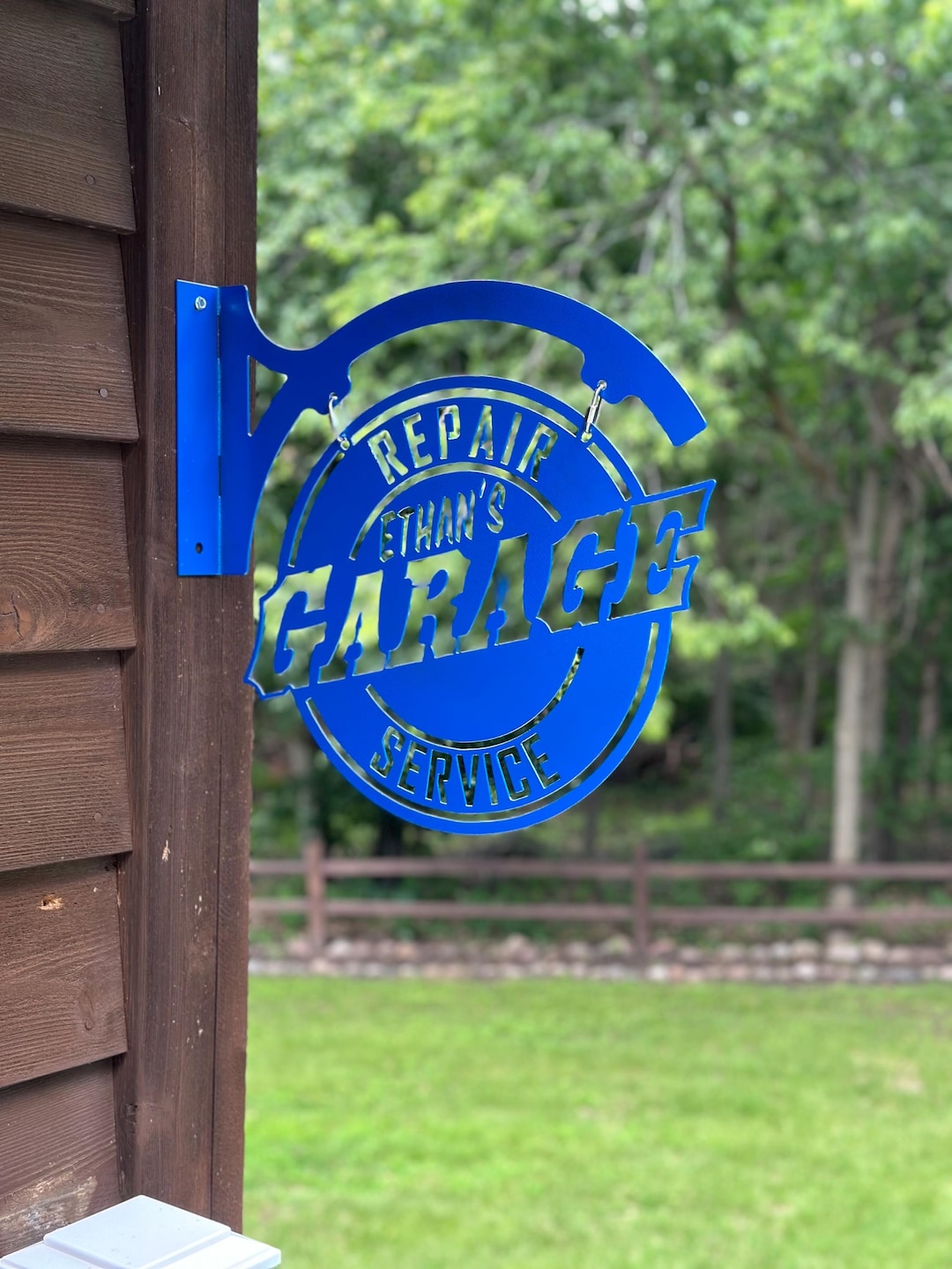 Personalized 14” Hanging Garage Sign Metal Steel, Man Cave Sign, Large ...