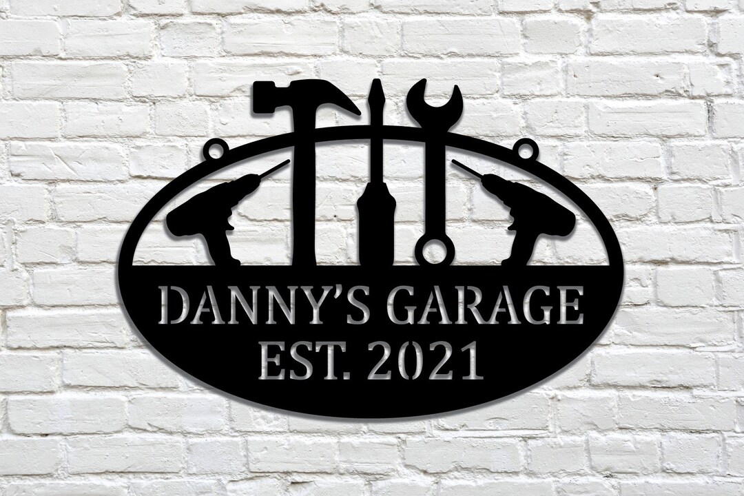 PERSONALIZED Garage Sign Shop Tools Art Metal Artwork Car Guy Gift ...