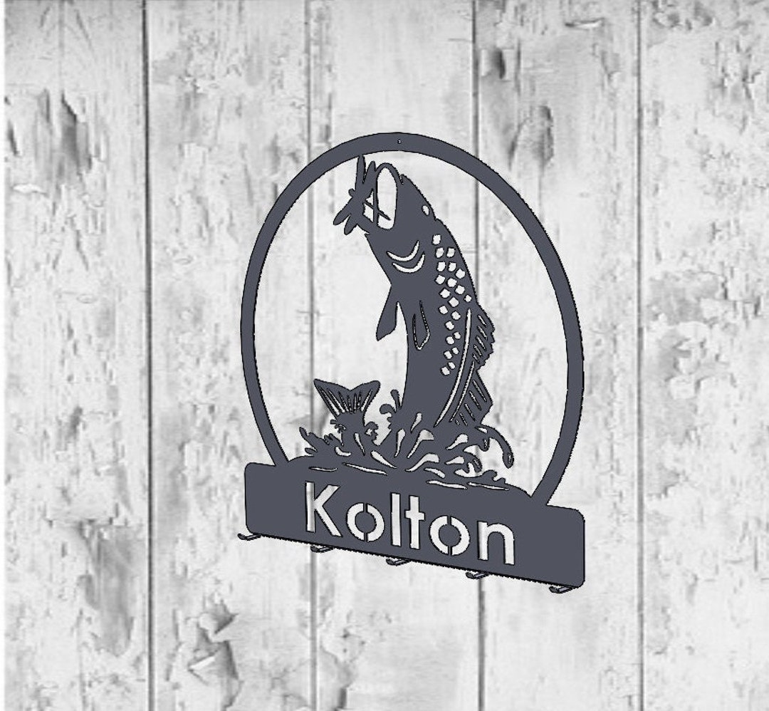 Personalized Fishing Metal Sign | Deer & Fish Custom Name Sign | Cabin ...