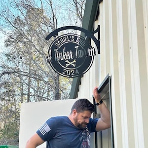 Personalized Hanging Garage Sign Metal Steel, Fathers Day Gift, Large ...