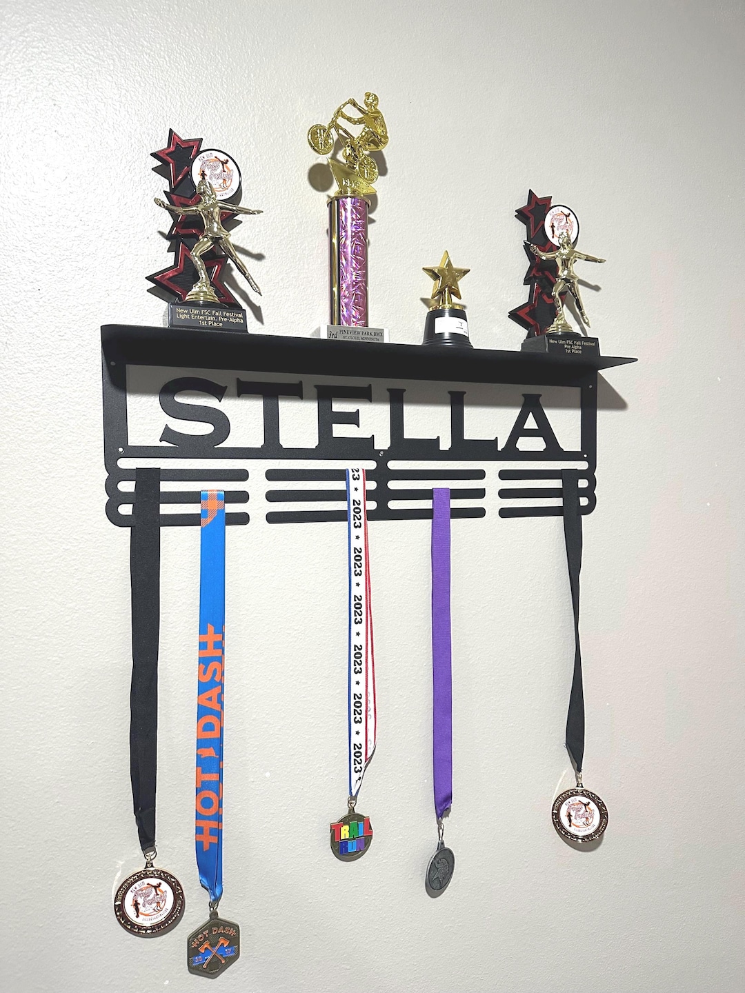 Custom Medal and Trophy Shelf | Personalized Sports Display | Metal ...