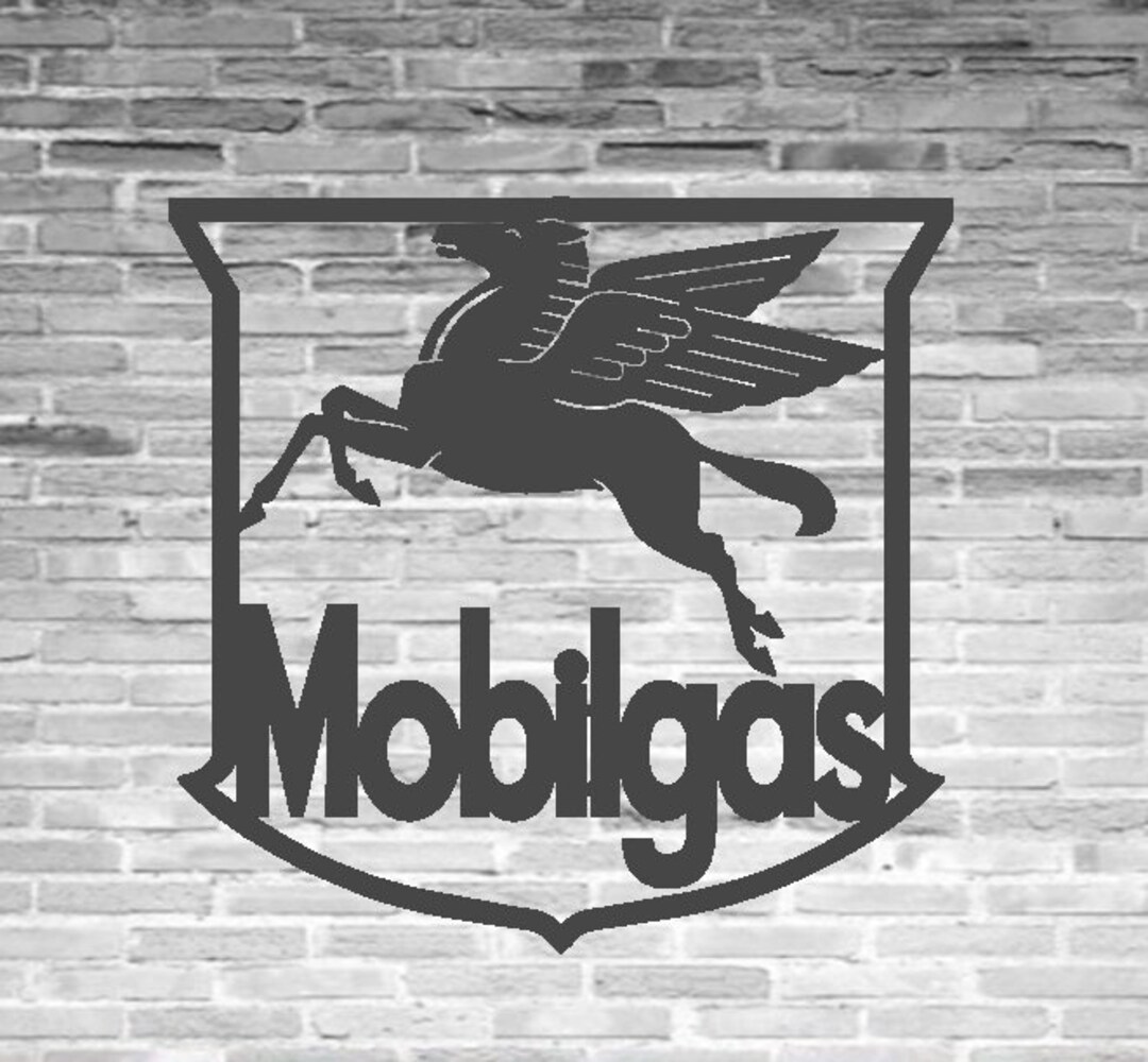 Mobilgas Sheild Vintage Oil Gas Pump Metal Sign Mobil Gas Antique ...