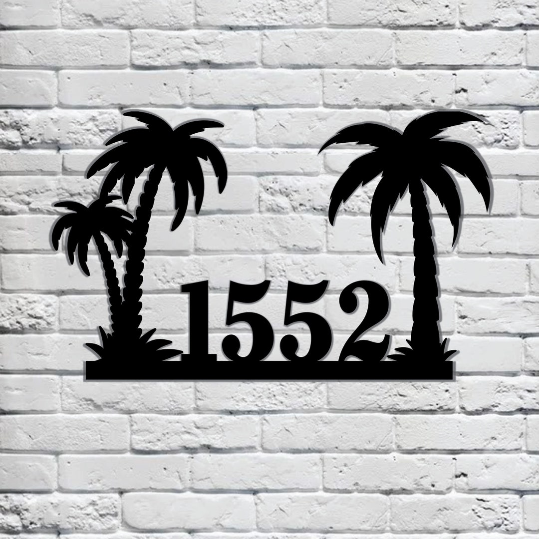 PERSONALIZED Tropical Palm Tree Metal House Numbers Sign Beach Street ...
