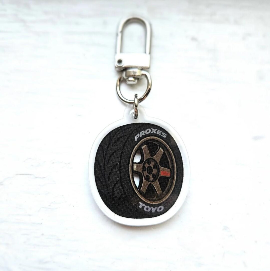 TREAD - JDM TE37 Wheel Keychain - JDM Car Keychain - Tire Keychain ...
