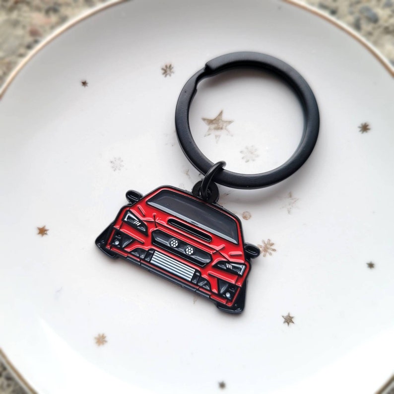SLAMMED Subaru Wrx Sti Black & Red Enamel Car Keychain - Subaru Wrx ...