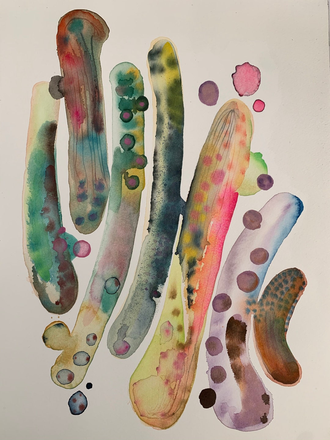 Original Watercolor Painting "nucleic Acid Party" on Paper 12x16" - Etsy