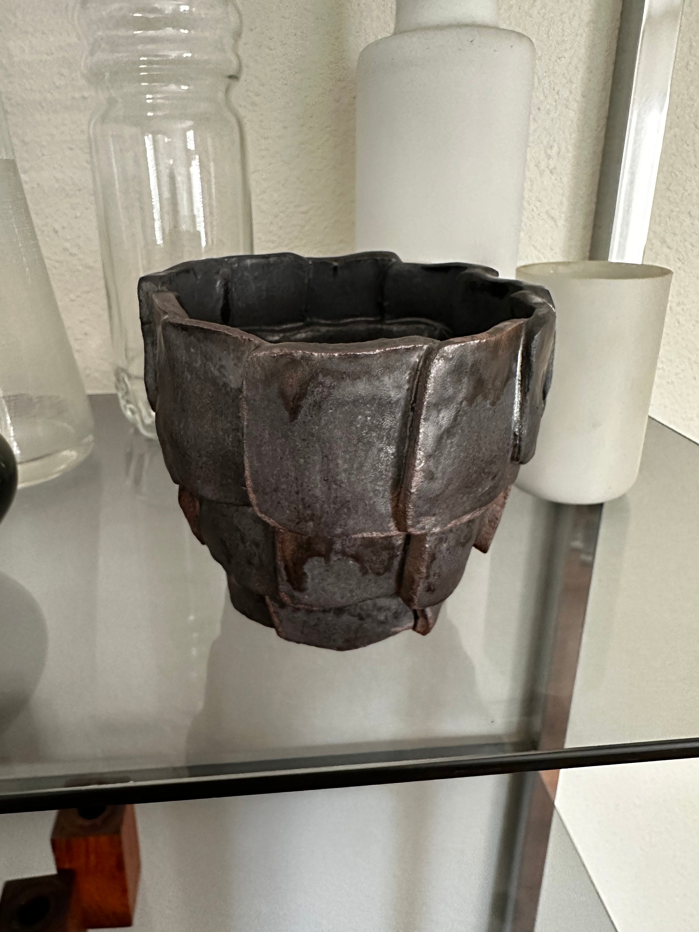 Slab Pot - Handbuilt Ceramic Stoneware Cache Pot Stoneware in Black ...