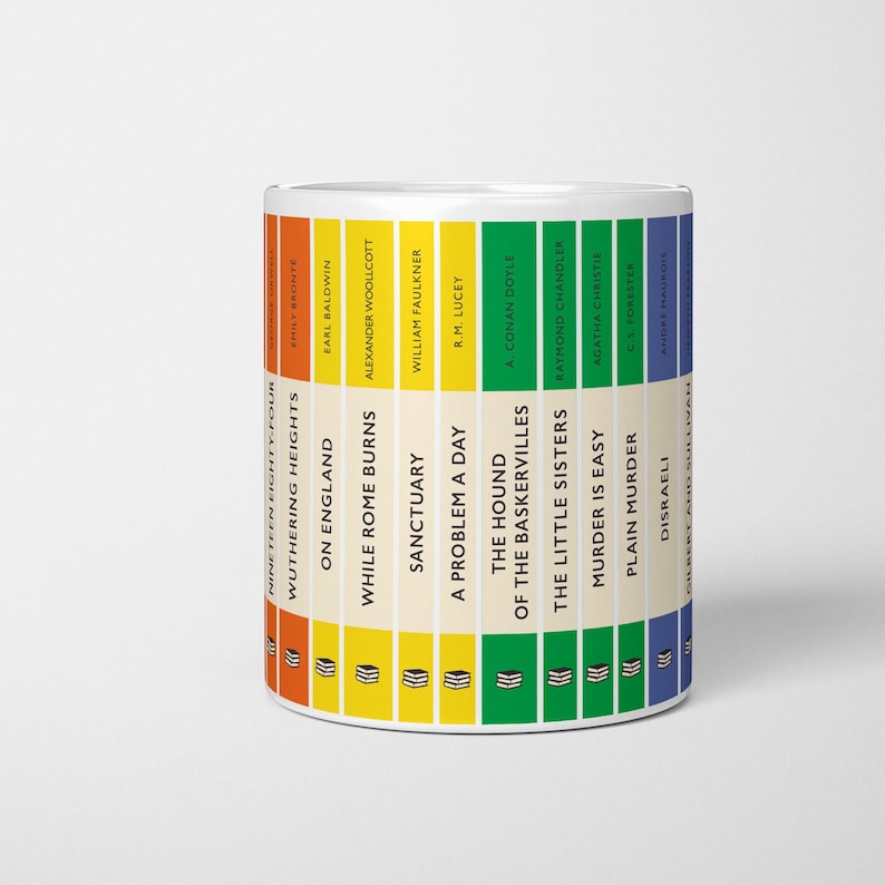 Rainbow Book Covers Mug, Literary Classics, Reading Lover Gift - Etsy