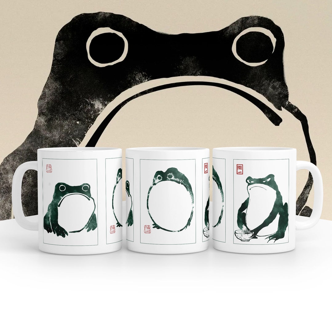 Unimpressed Frog Mug, Matsumoto Hoji Japanese Art Cup, Sad Grumpy Frogs, Cottagecore Toad, Meika ...