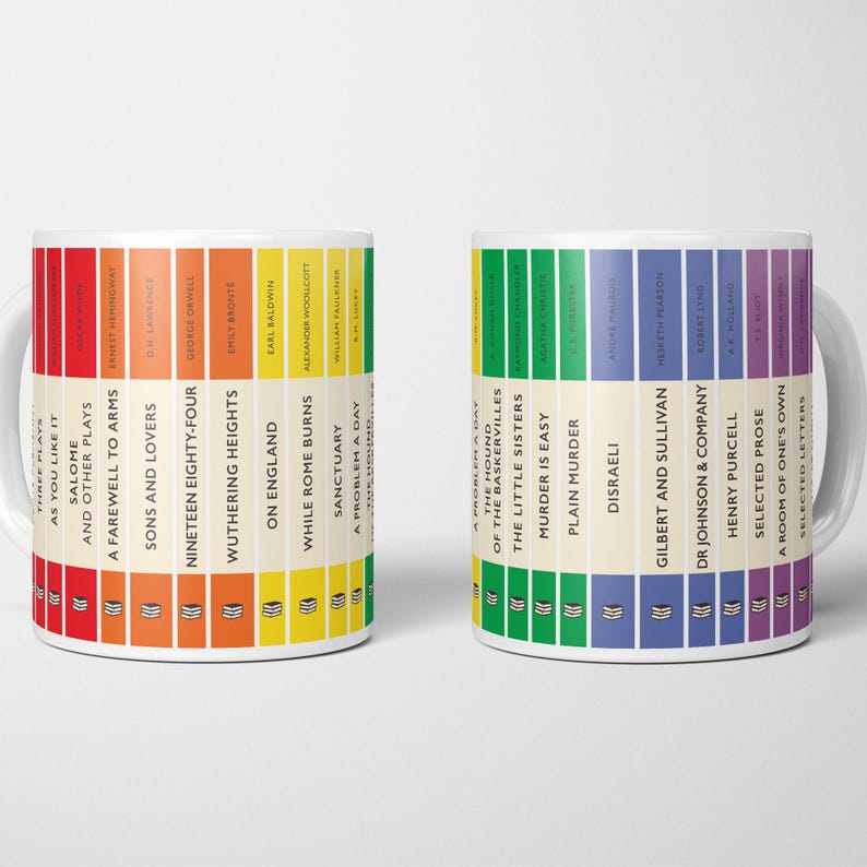 Rainbow Book Covers Mug, Literary Classics, Reading Lover Gift - Etsy