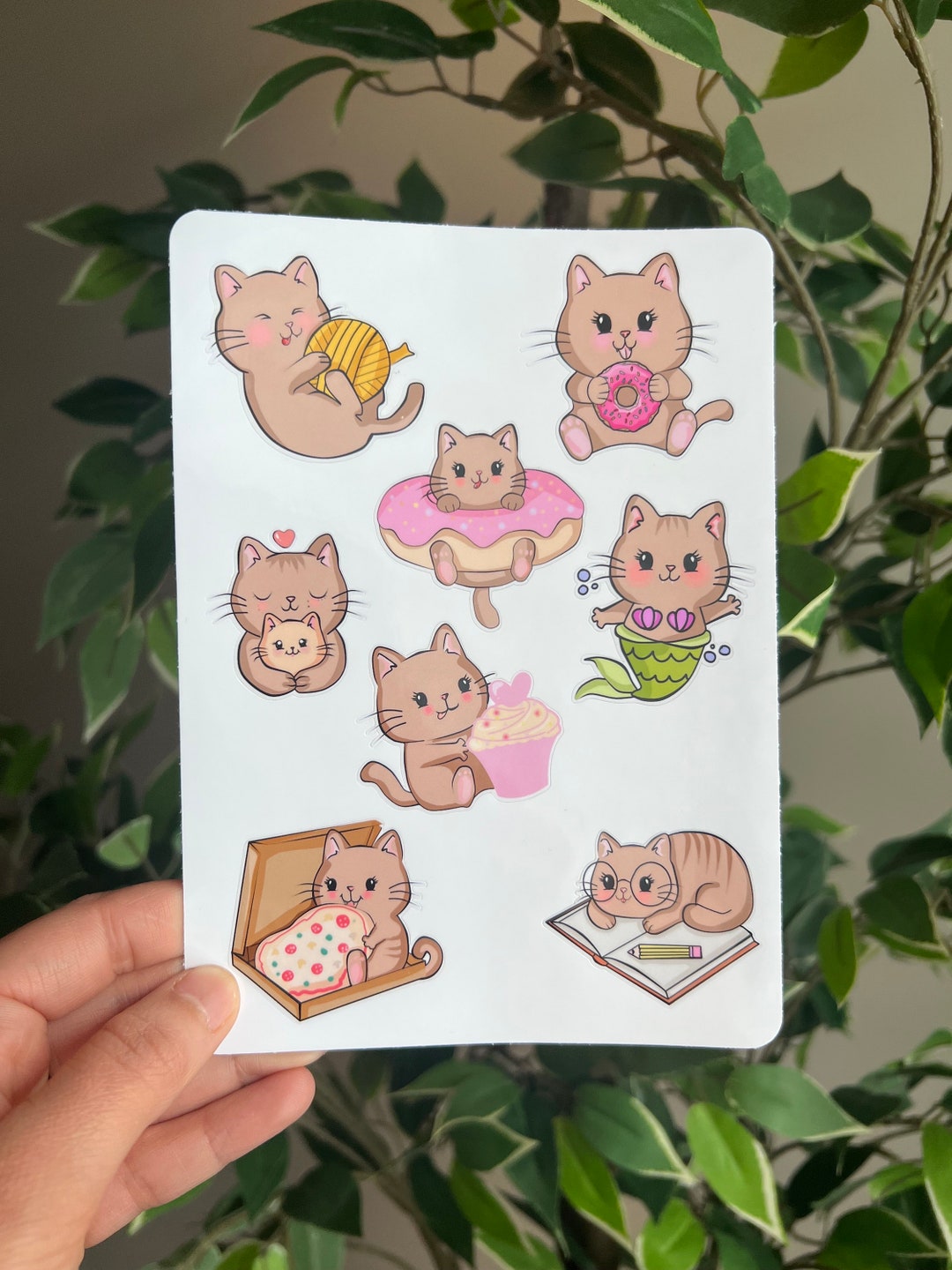 Cute Cats Sticker Sheet Vinyl Glossy Stickers Kids Birthday - Etsy