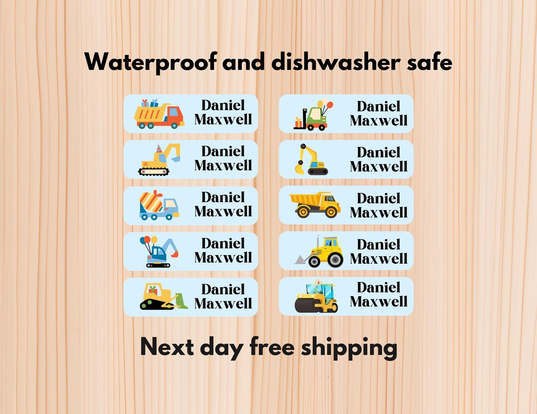 Cars Waterproof Daycare Labels - Dishwasher Safe Stickers - Name ...