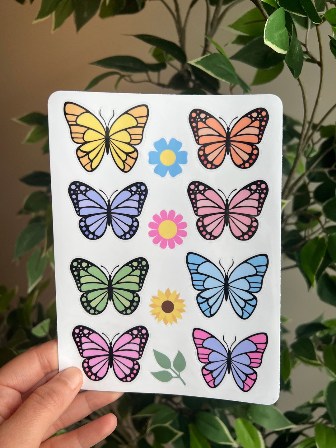 Boho Butterfly Stickers Sheet, Glossy Vinyl Stickers, Waterproof ...