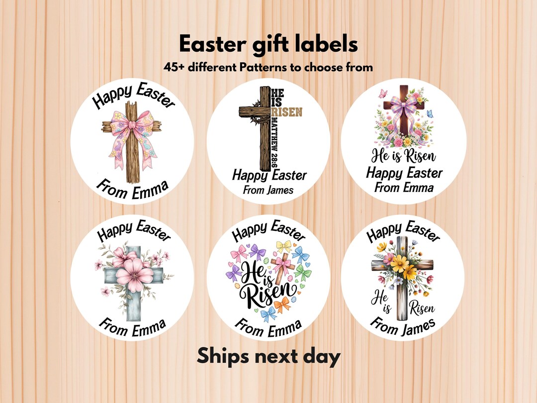 Christian Cross Custom Easter Labels | Personalized Religious Stickers ...