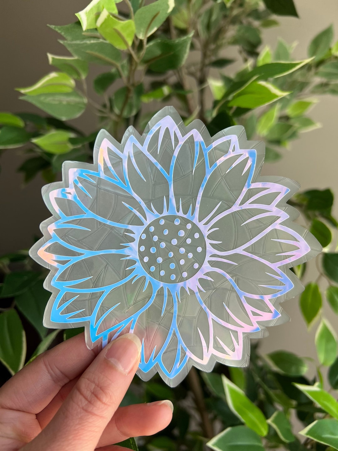 Sunflower Suncatcher Sticker, Prism Window Sticker, Rainbow Window ...