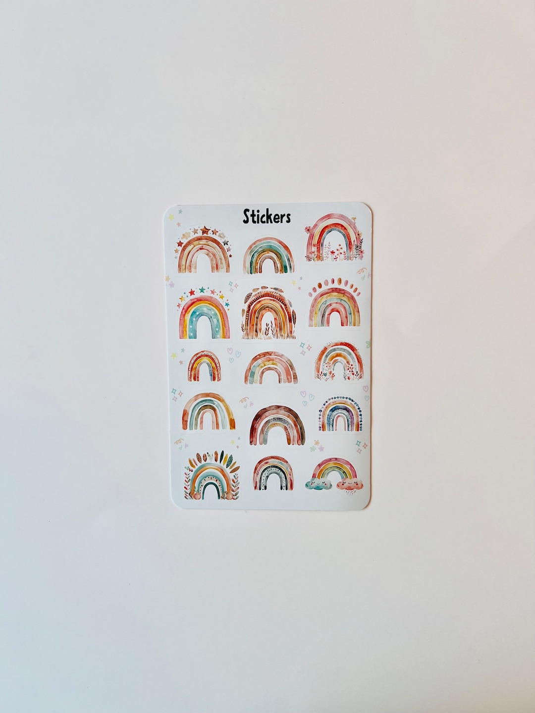 Bohemian Rainbow Sticker Sheet: Waterproof Vinyl Planner Stickers - Etsy