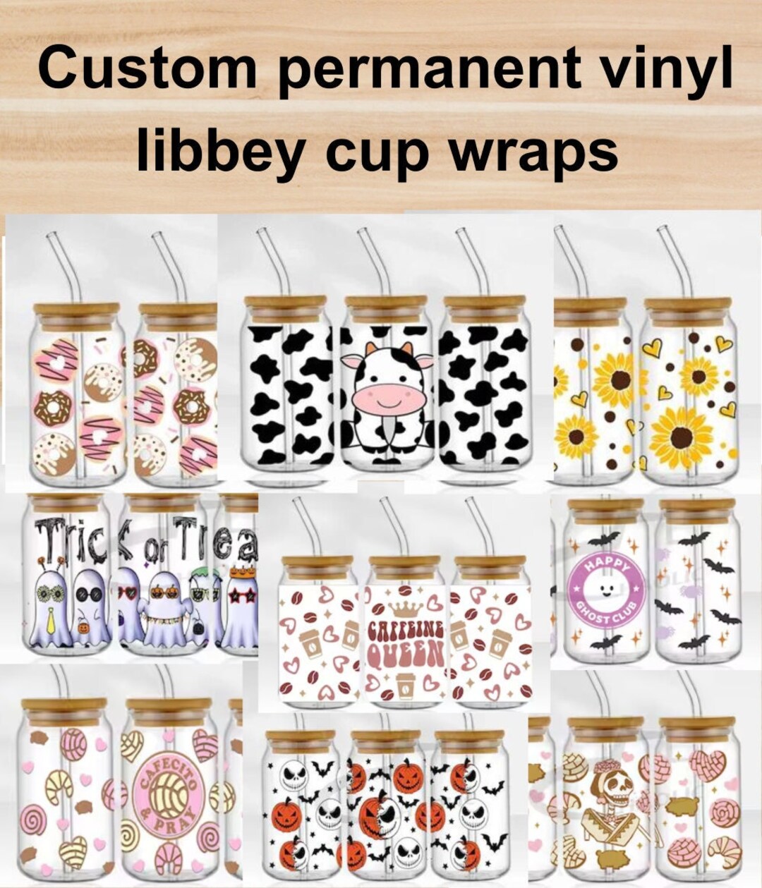 Custom Permanent Vinyl Libbey Glass Wrap, Custom Cup Wrap, Christmas ...