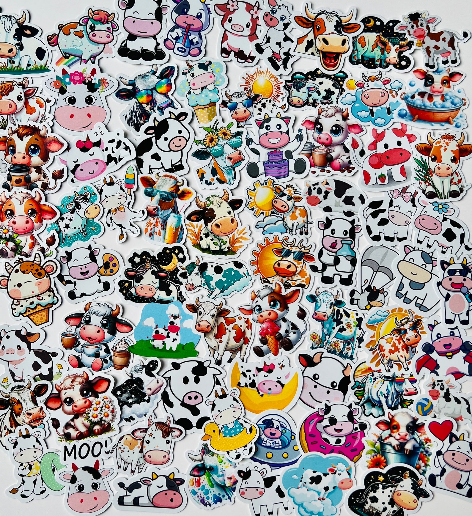 Mystery Cute Cows Sticker Pack, Vinyl Glossy Stickers Sheet, Funny Cow ...