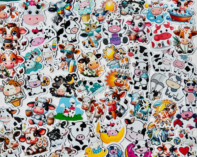 Cow Sticker Sheets, BIG Stickers, 2 Sheet Bundle, Farm Cow Planner ...