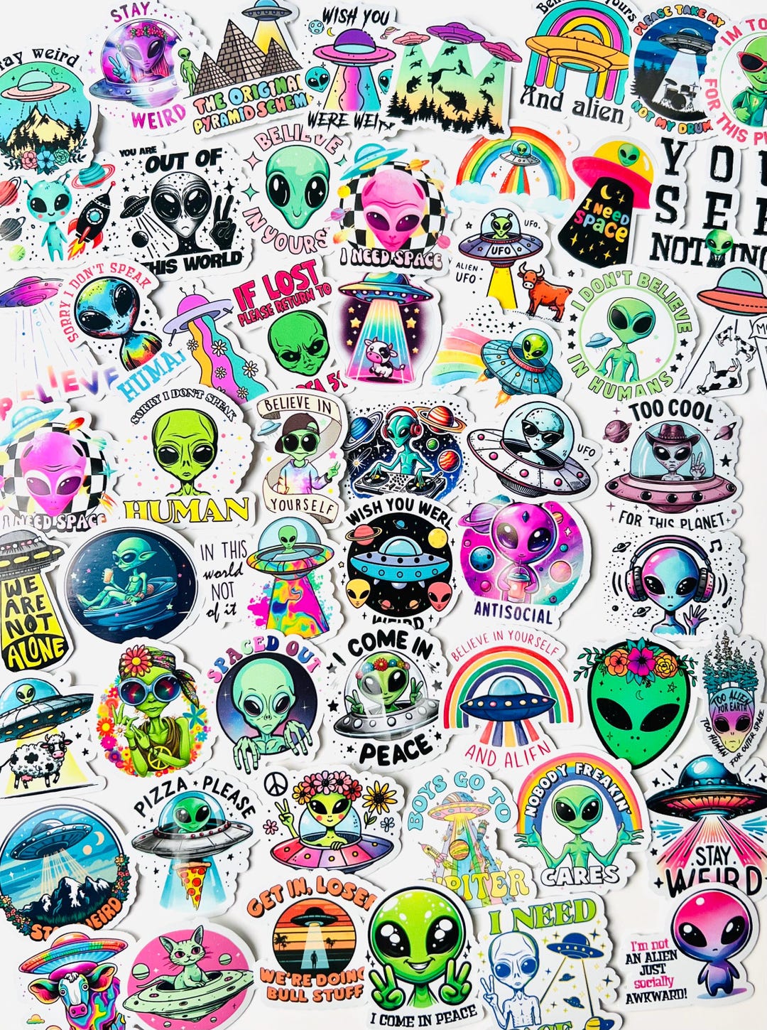 Alien Stickers Pack, Mystery Sticker Pack, Water Bottle Stickers ...