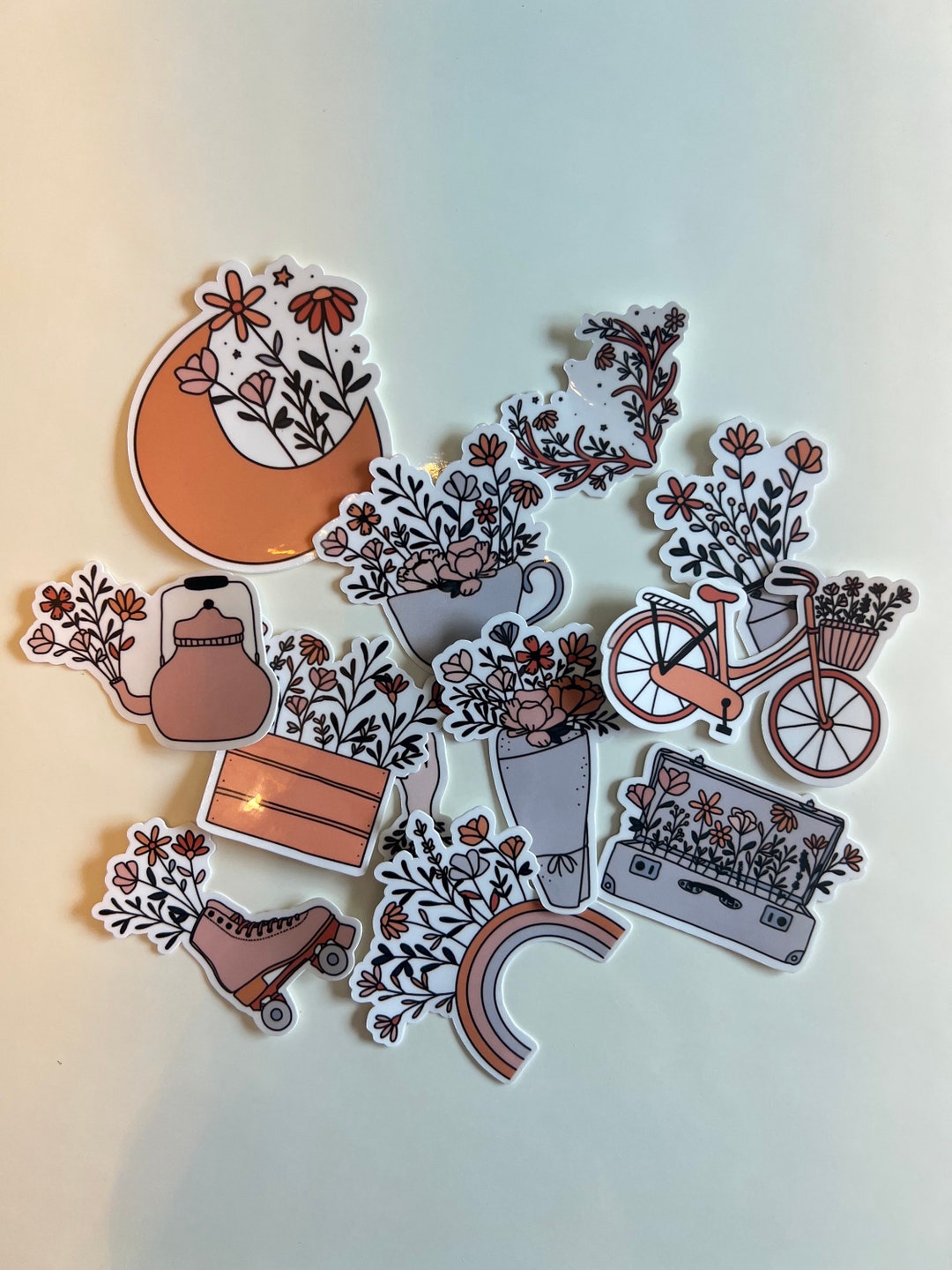 Pack of 12 Floral Bohemian Stickers Pack, Mystery Sticker Pack, Water ...