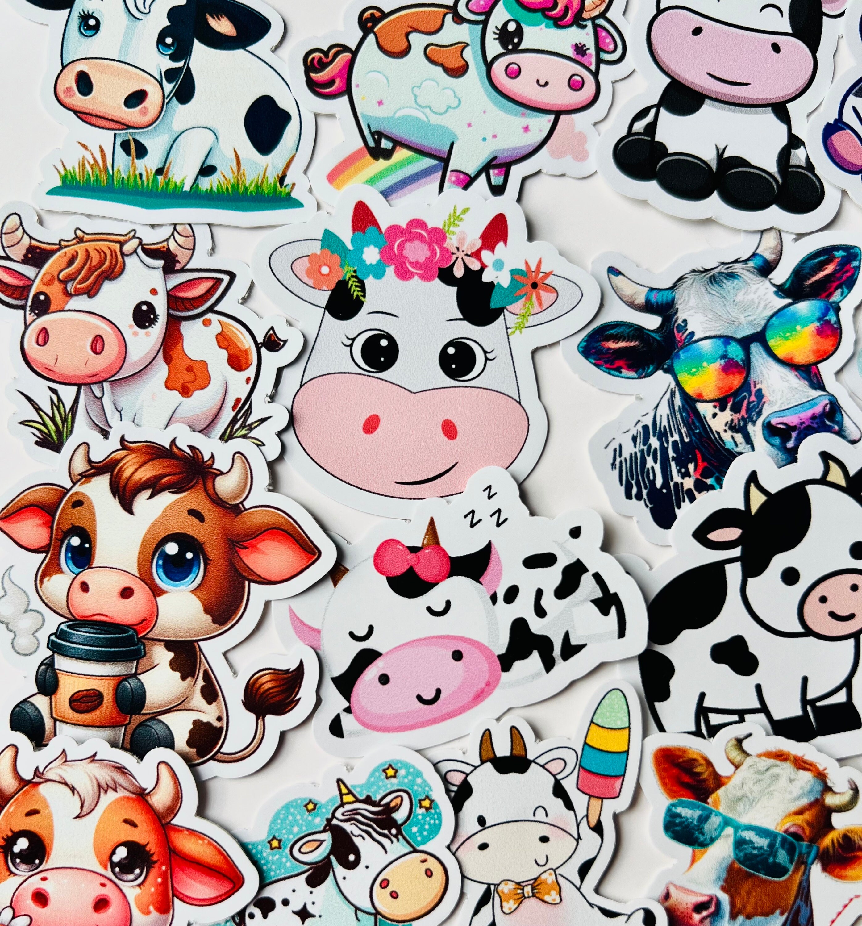 Mystery Cute Cows Sticker Pack, Vinyl Glossy Stickers Sheet, Funny Cow ...