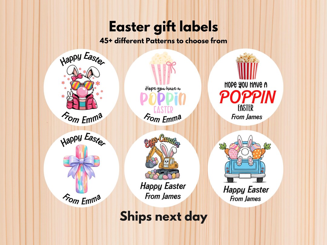 Easter Basket Name Labels, Personalized Easter Stickers, Custom Bunny ...