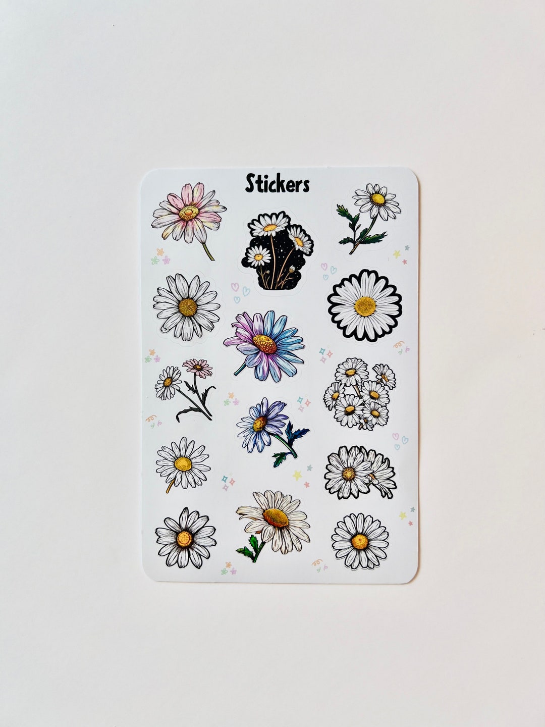 Sticker Sheet, Cute White Daisy Waterproof Stickers, Flower Stickers ...