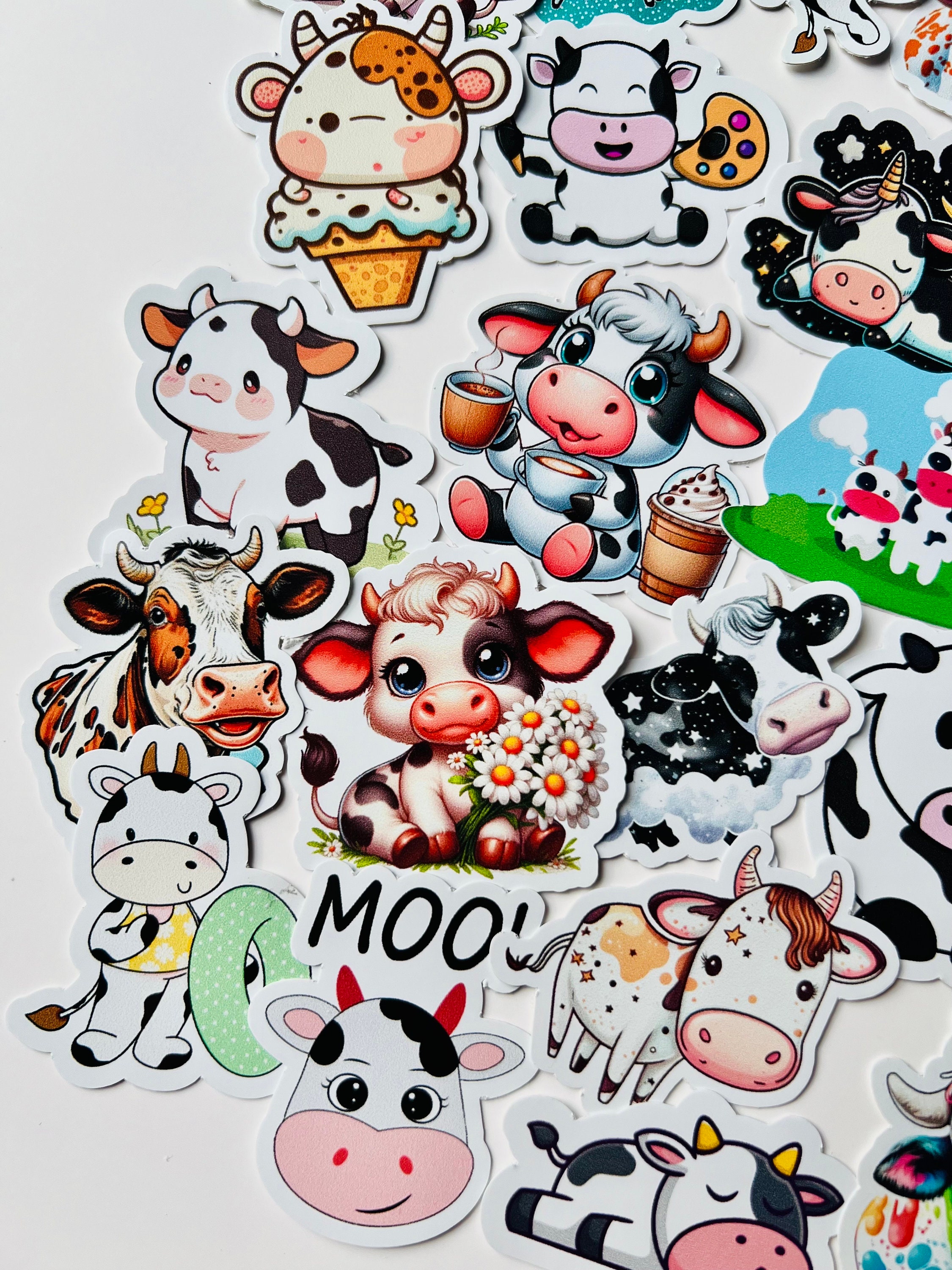 Mystery Cute Cows Sticker Pack, Vinyl Glossy Stickers Sheet, Funny Cow ...