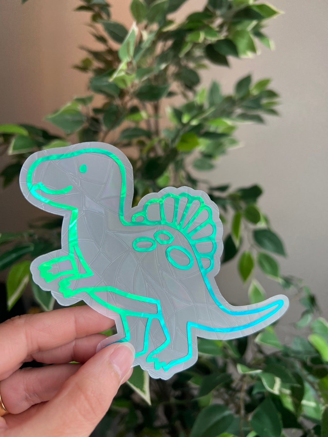 Dinosaur Sun Catcher Sticker, Dinosaur Lover Sticker, Rainbow Window ...