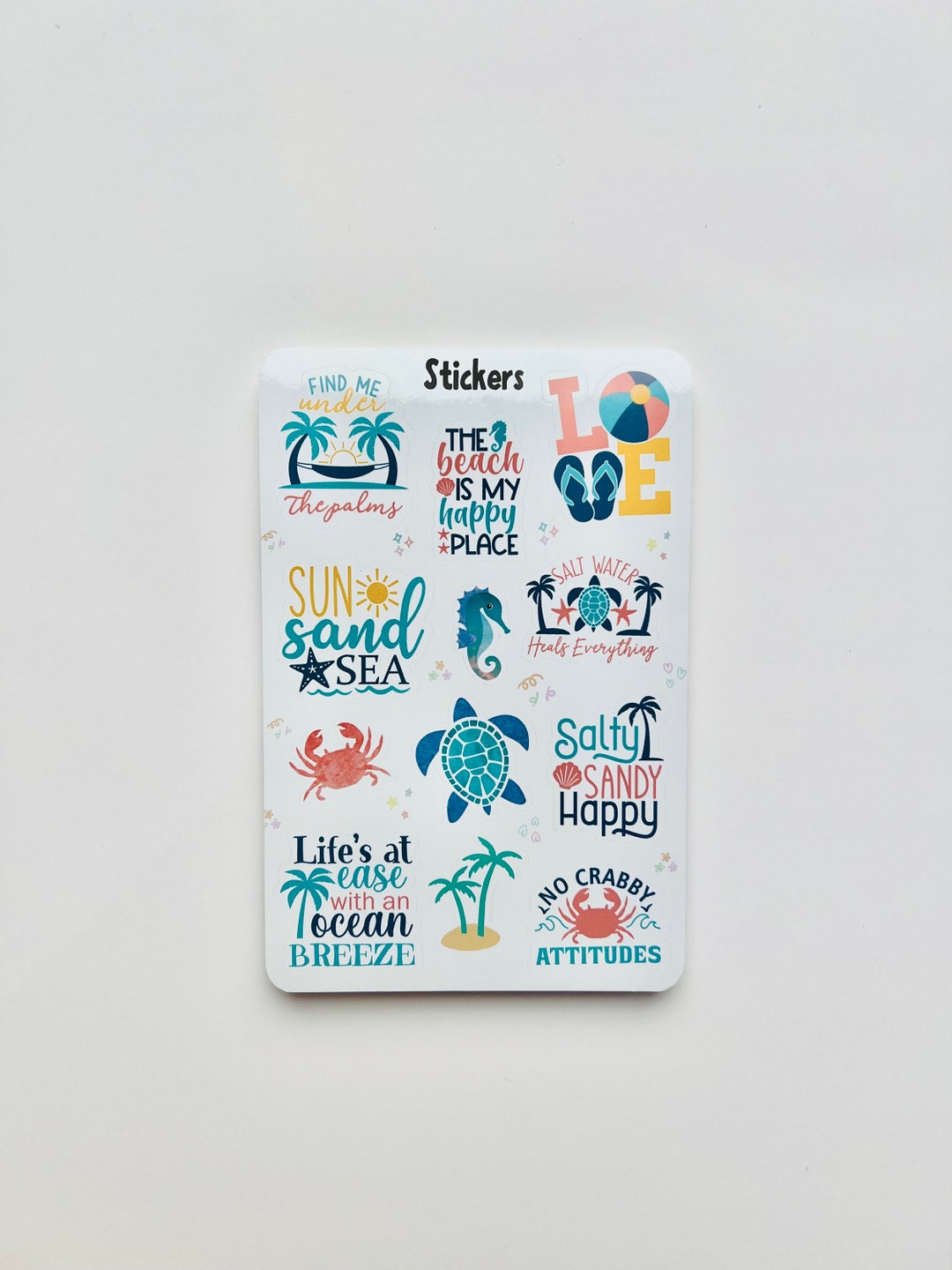 Sticker Sheet, Summer Vacation, Vinyl Glossy Vacation Beach Stickers ...