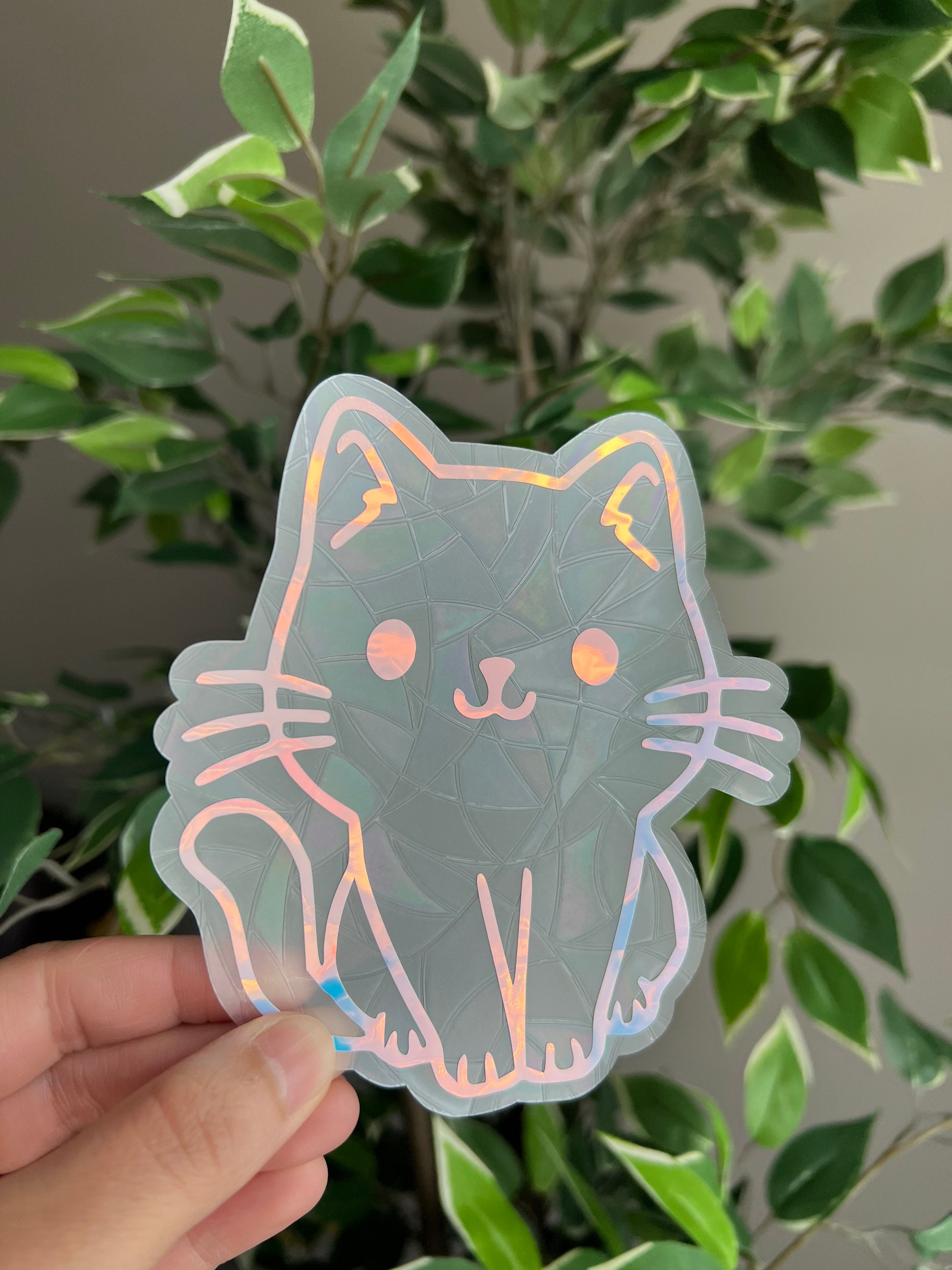 Cat Suncatcher Window Sticker – Rainbow Prism Window Cling, Cute Cat ...