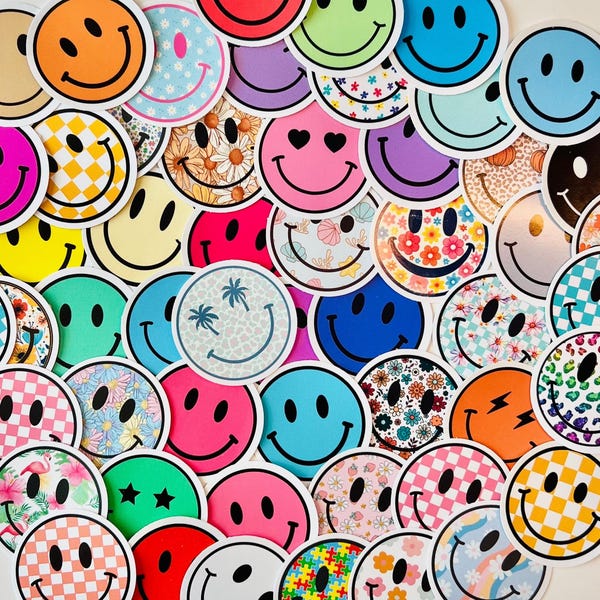 Smiley Face Stickers - Etsy UK