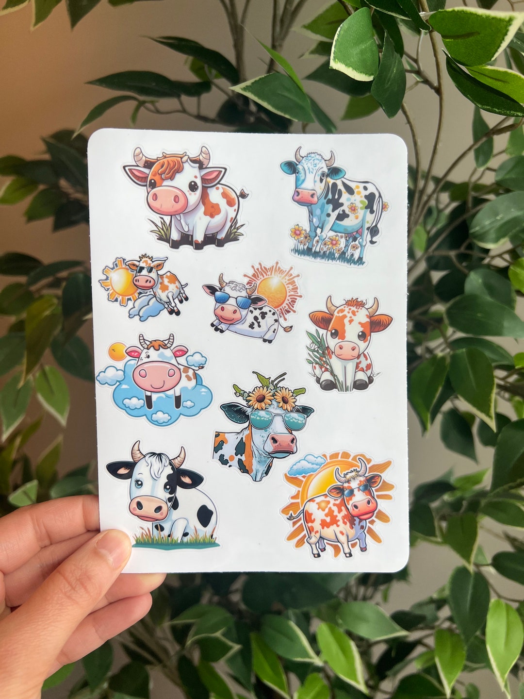 Cow Stickers Pack Vinyl Glossy Sticker Sheet Water Bottle - Etsy