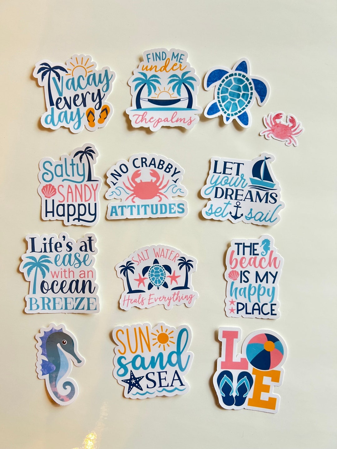 Pack of 13 Summer Vibes Stickers, Vinyl Glossy Vacation Beach Stickers ...