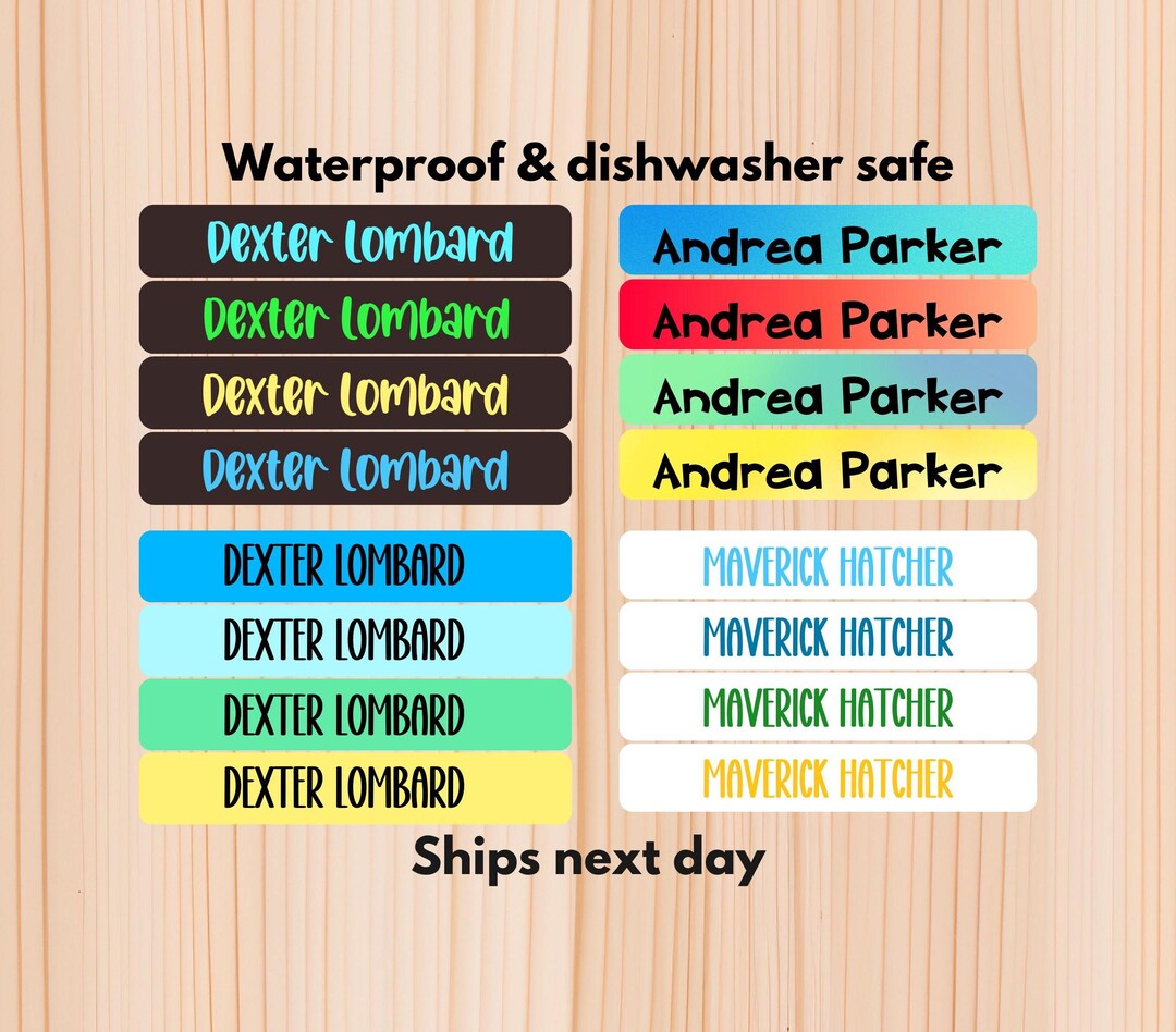 Waterproof Name Labels - Colorful, Dishwasher Safe School Stickers - Etsy