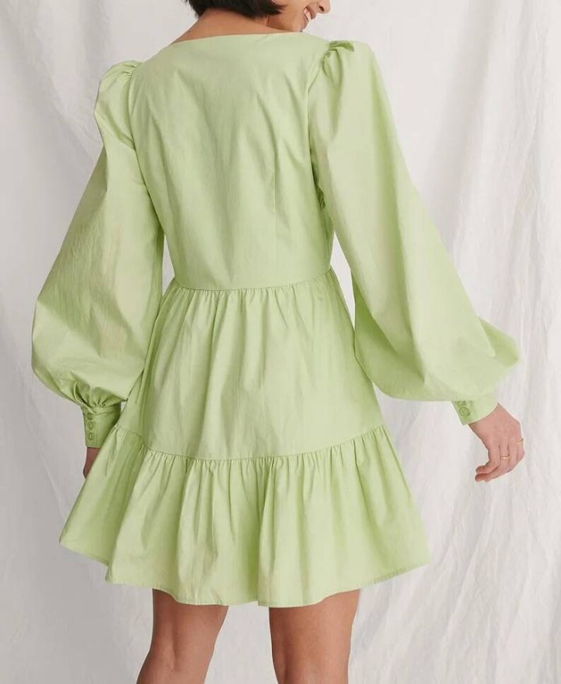 Balloon Sleeve Ruffle Dress Short Casual Cotton Mini Dress - Etsy