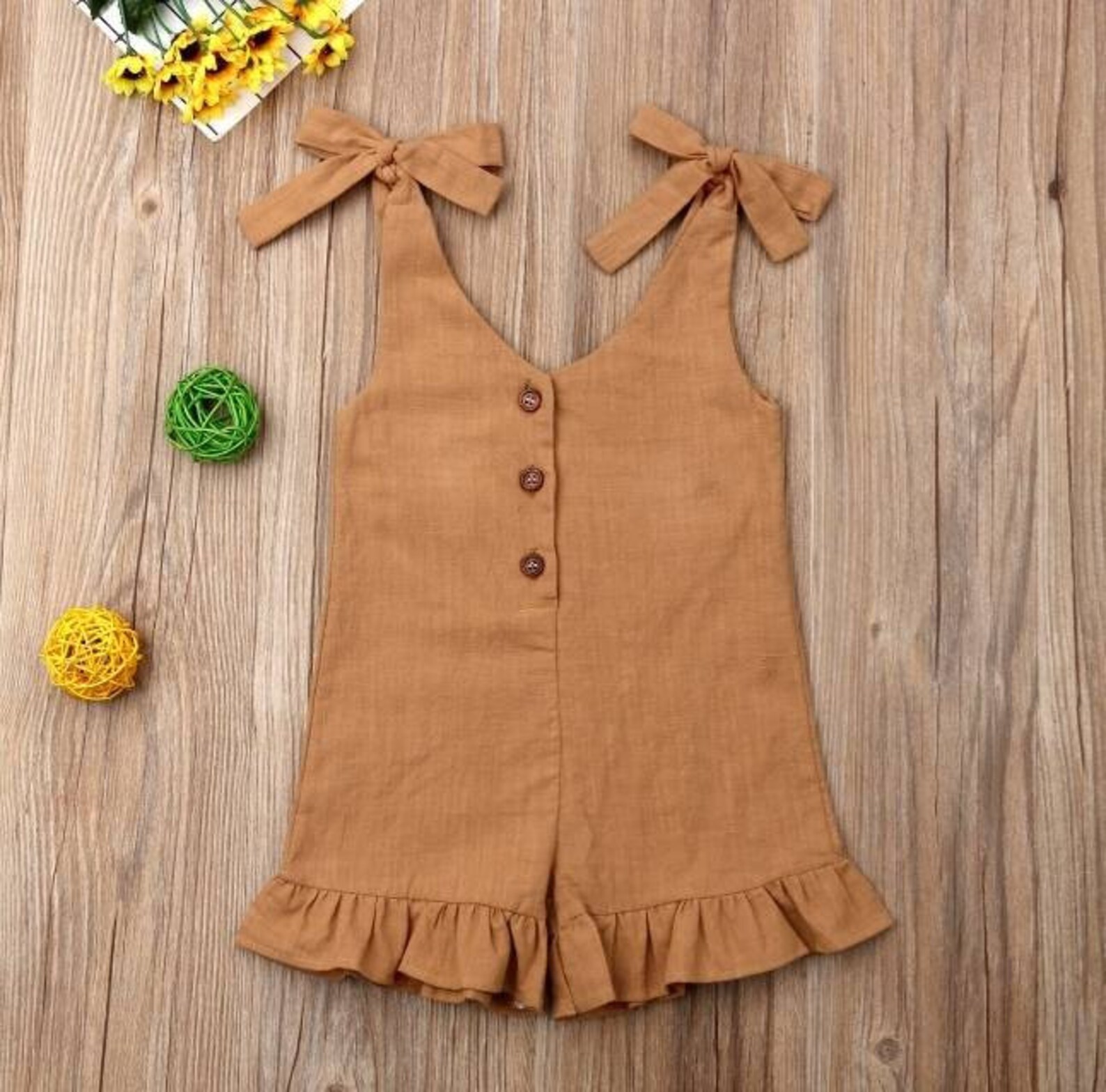 Baby Romper Cotton Linen Toddler Ruffle Jumpsuit Tailor Made - Etsy