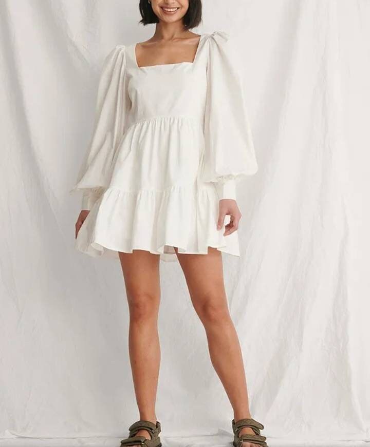 Balloon Sleeve Ruffle Dress Short Casual Cotton Mini Dress - Etsy