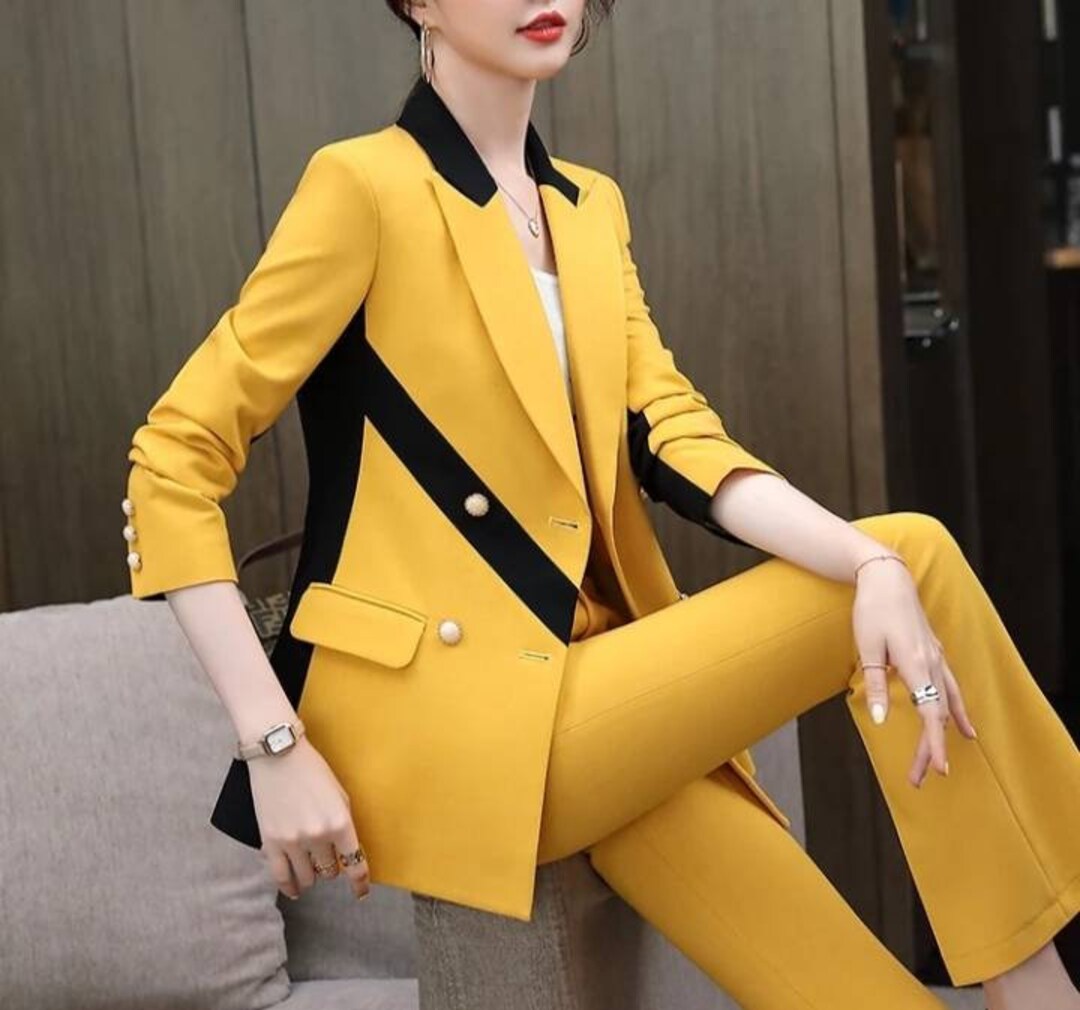 Tailored Two Pieces Suit Two Color Blazer and Trouser Set Made to ...