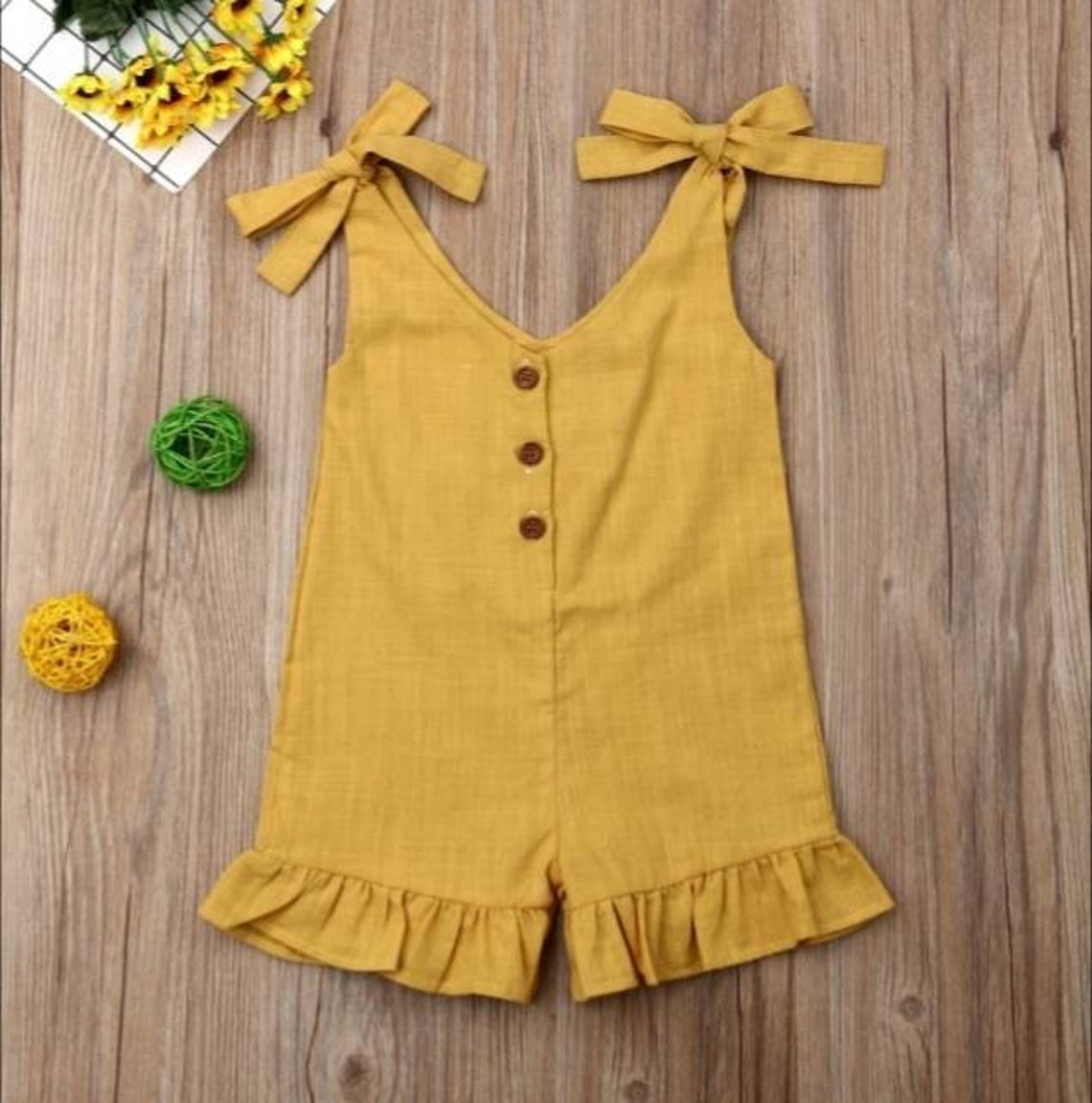 Baby Romper Cotton Linen Toddler Ruffle Jumpsuit Tailor Made - Etsy