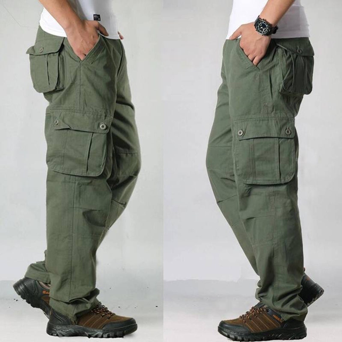 Men's Cargo Pants Multi Pockets Military Style Tactical - Etsy