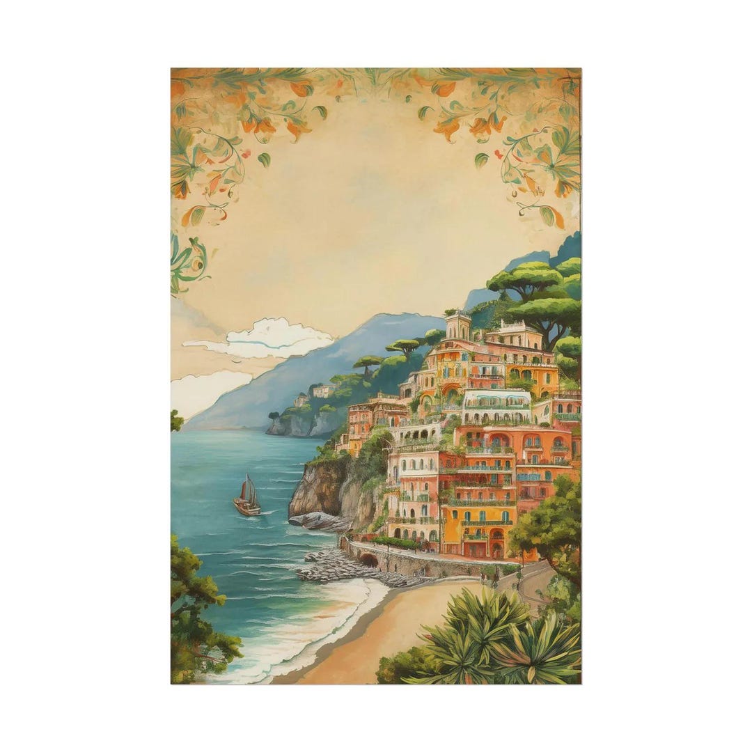Positano Vintage Travel Poster digital Download - Etsy