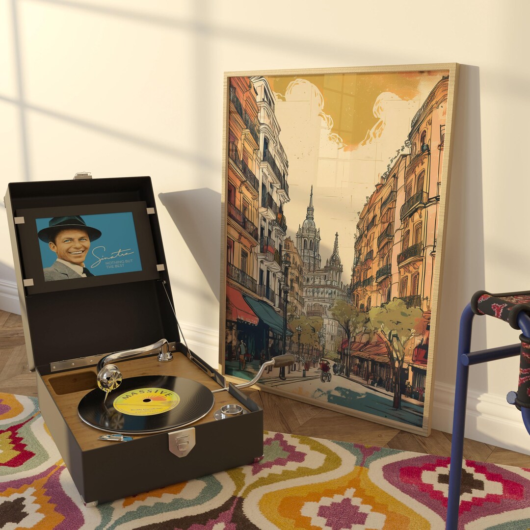 Madrid Vintage Travel Poster - Spanish Street Scene Wall Art - Etsy