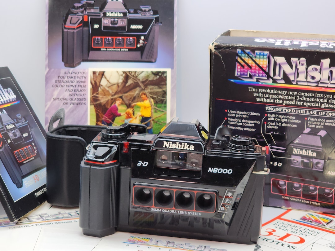 Nishika N8000 35mm 3-D Point & Shoot Film Quadrascopic Stereo 3D Lenticular Camera W/ Manual ...