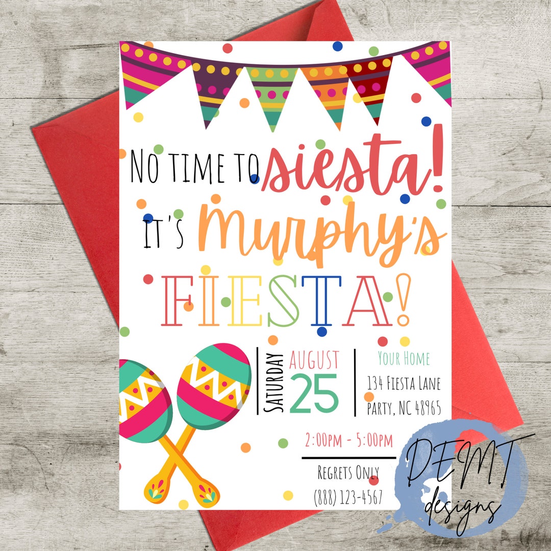 Fiesta Birthday Invitation, Birthday Party, Fiesta, Mexican, First ...
