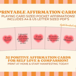 Printable Affirmation Cards for Self Love | 32 Positive Affirmation ...