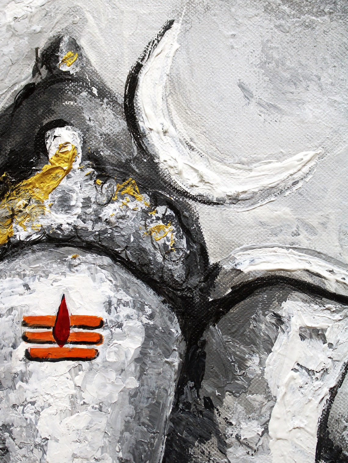 Textured Ganesha Painting ,divine Ganesha , White Grey Ganesha Painting ...